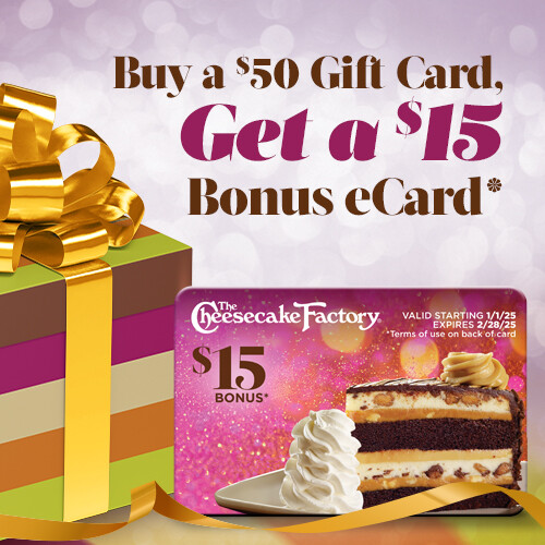 The Cheesecake Factory Gift Cards | Send by Mail or Email